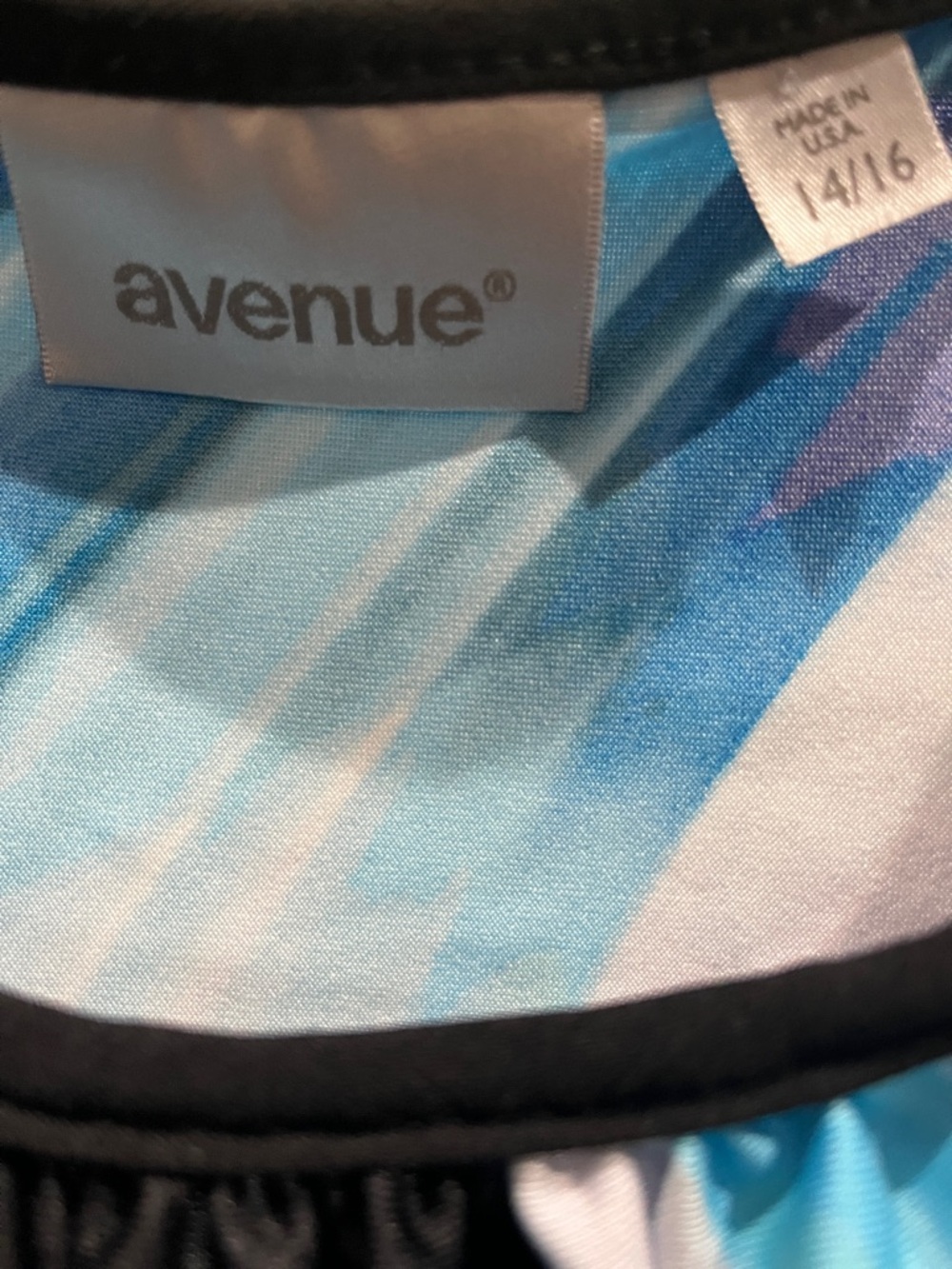 Avenue | Dresses | Avenue Blue Black Abstract Print Sleeveless Dress ...